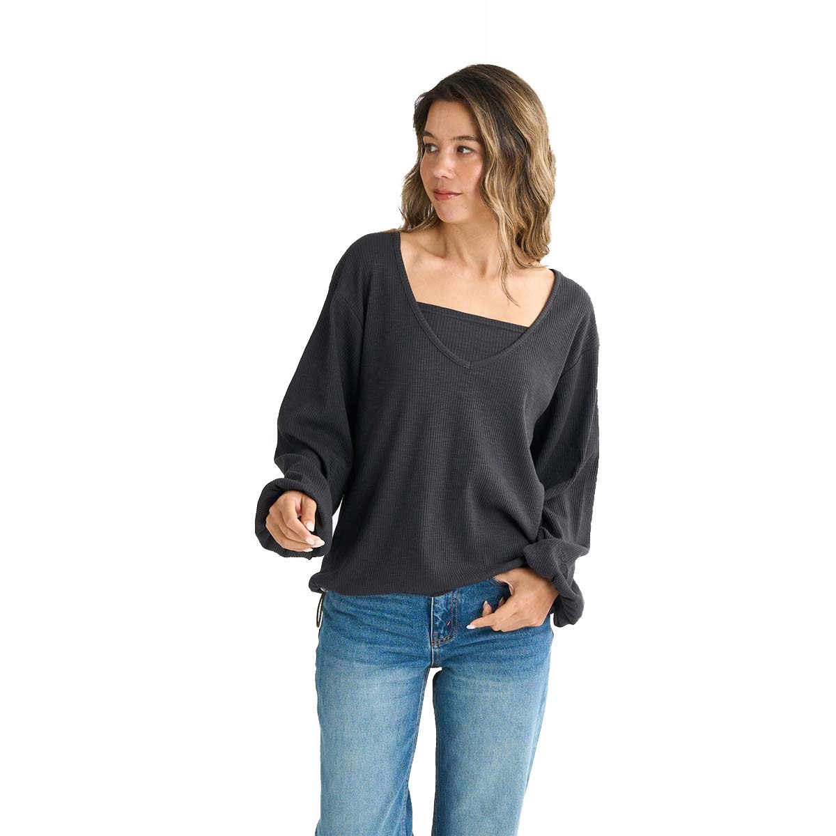 ROXY 25 SS ロキシー リブニット PUFFY DAYS 2点セット キャミソール ロングスリーブトップス セットアップ アウトドア ...