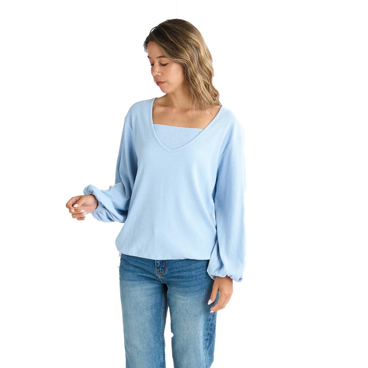 ROXY 25 SS ロキシー リブニット PUFFY DAYS 2点セット キャミソール ロングスリーブトップス セットアップ アウトドア ...