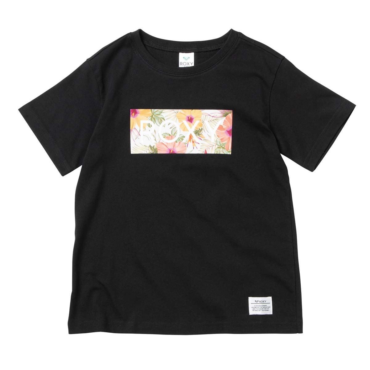 ROXY 23 HS ロキシー Tシャツ MINI FIREWORK BOX LOGO 半袖 花柄 ロゴ入り アウトドア キッズ ガール ...