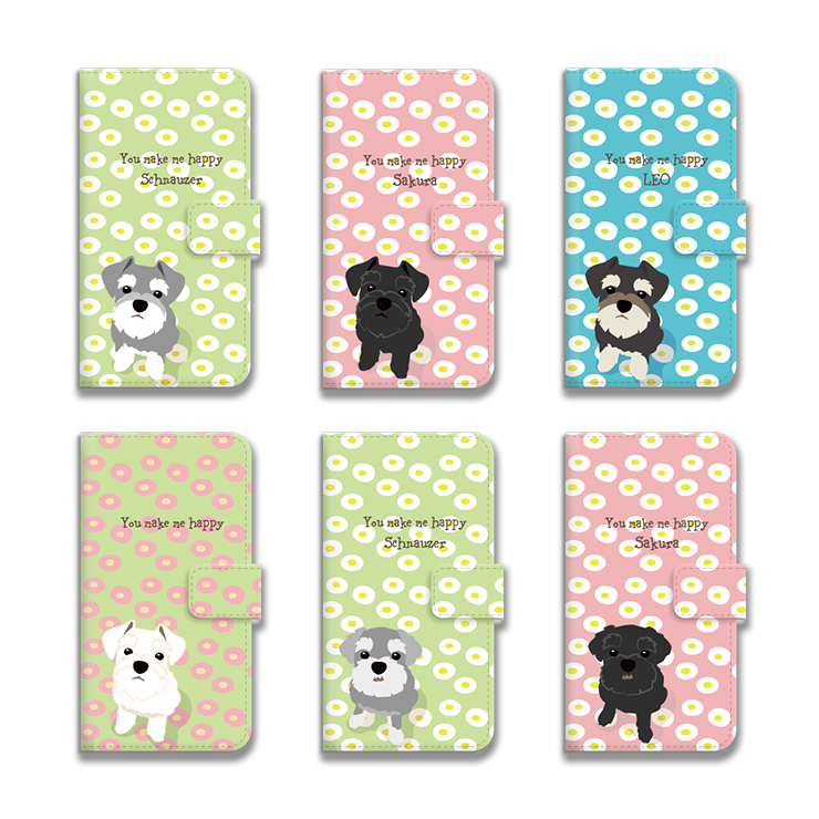 iPhone・Android 対応 手帳型 スマートフォンケース ミニチュアシュナウザー 花柄│受注生産商品 :smc-001-note-ms:sumito-design - 通販 ...