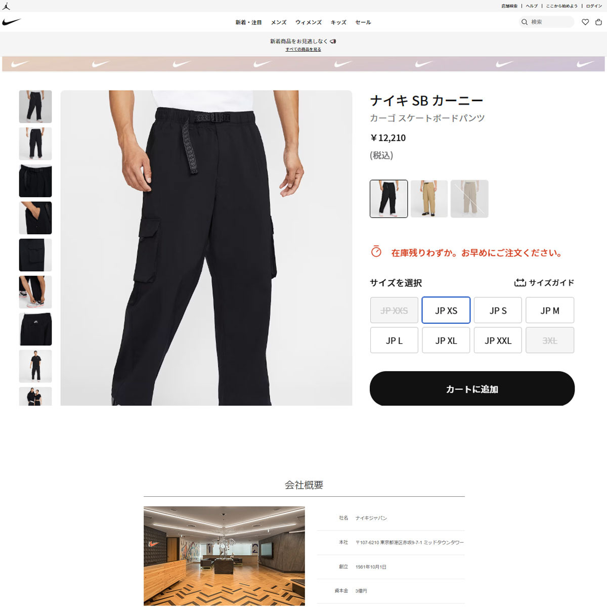NIKE（ナイキ） （メンズ、レディース）SB カーニー カーゴ スケートボードパンツ FV7348-010 ...