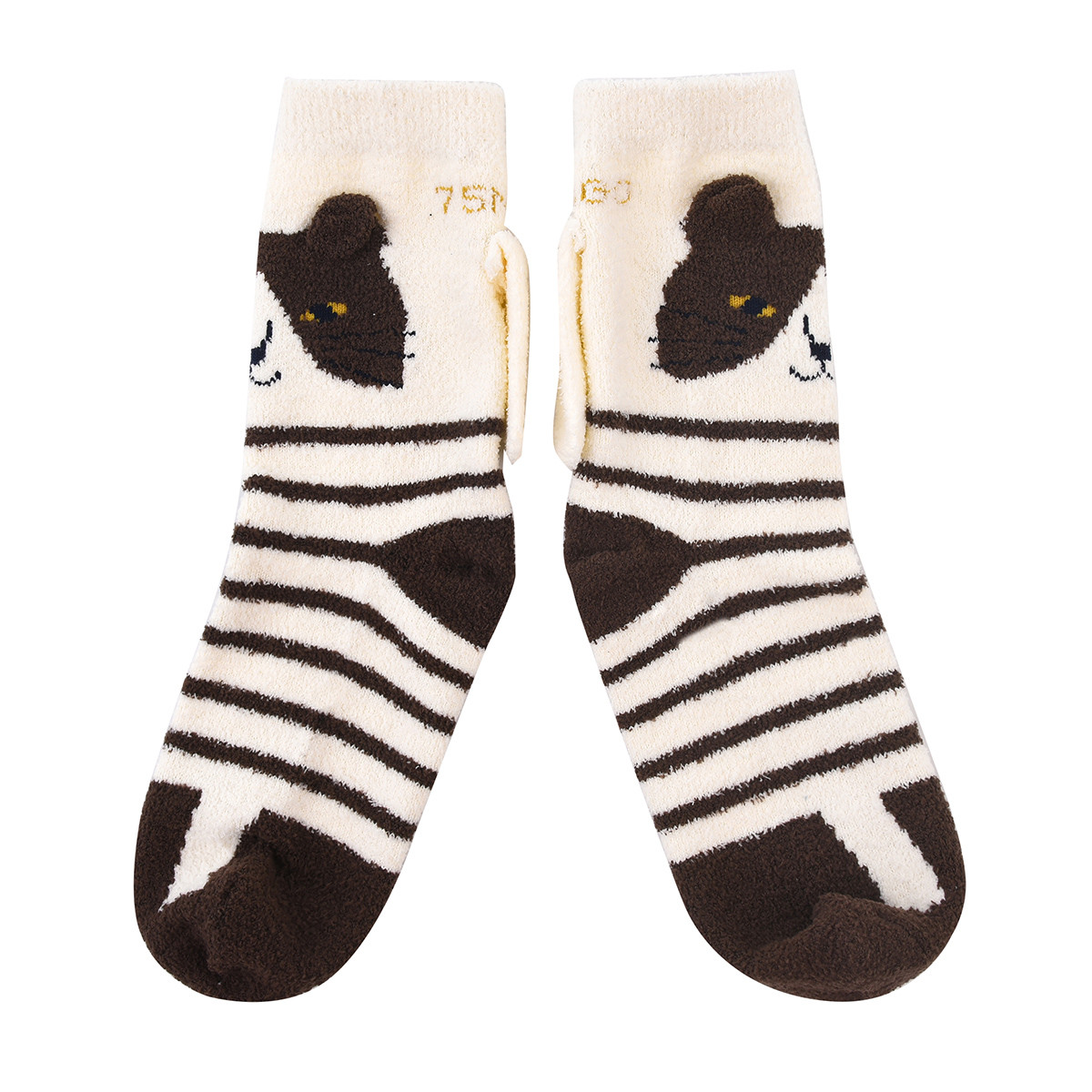 靴下 レディース おしゃれ かわいい ぽこぽこブークレー靴下 なごなごさん柄 23-6725 #1/GY #2/BR クスグルソックス クルー ...