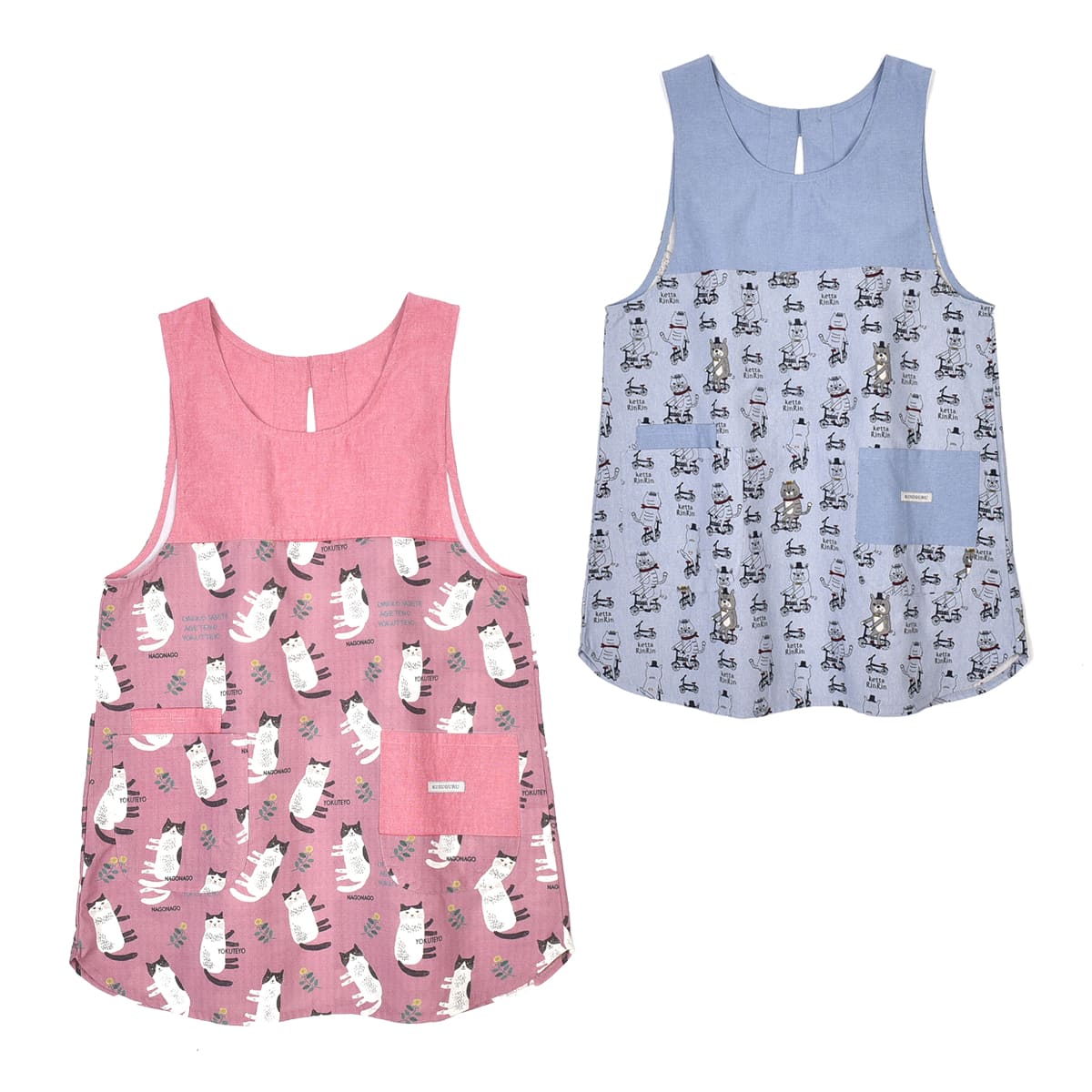 kusuguru エプロン おしゃれ 保育士 かわいい 25SS キャラクター 釦リボンあきエプロン 25-8053 #3/PK #4/BL ...