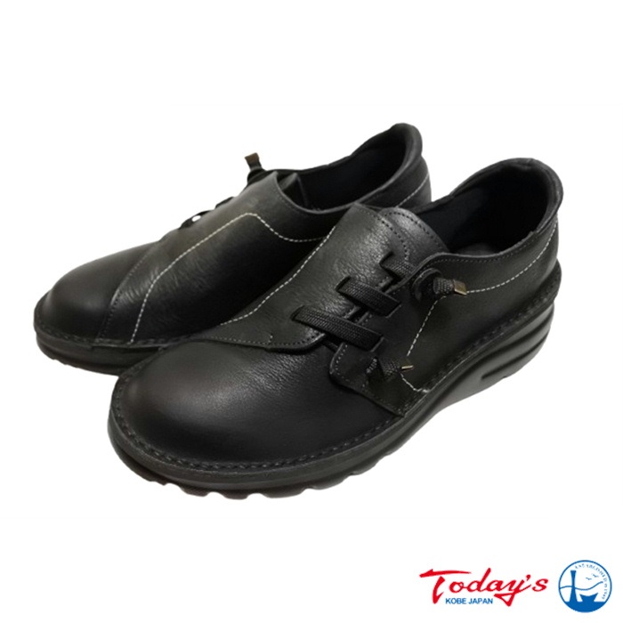 TODAY'S 0118 ブラック 国産本革軽量4Eゴムベルトスリッポン レディース 送料無料 トゥデイズ レディースシューズ 短靴 スニーカー 幅広ワイズ4E 本革 : 神戸旅靴屋 - 通販 ...