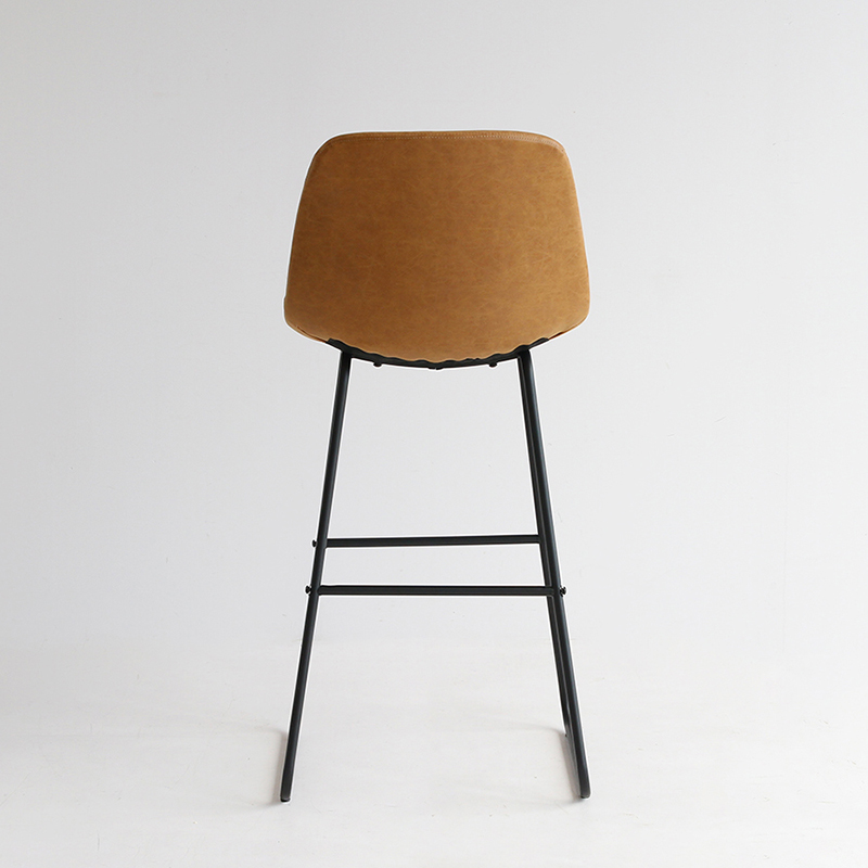 カウンターチェア ハイチェア ハイバックタイプ 4台セット キャメルブラウン色シート 合成皮革 バーチェア STOLTO ストルト ...