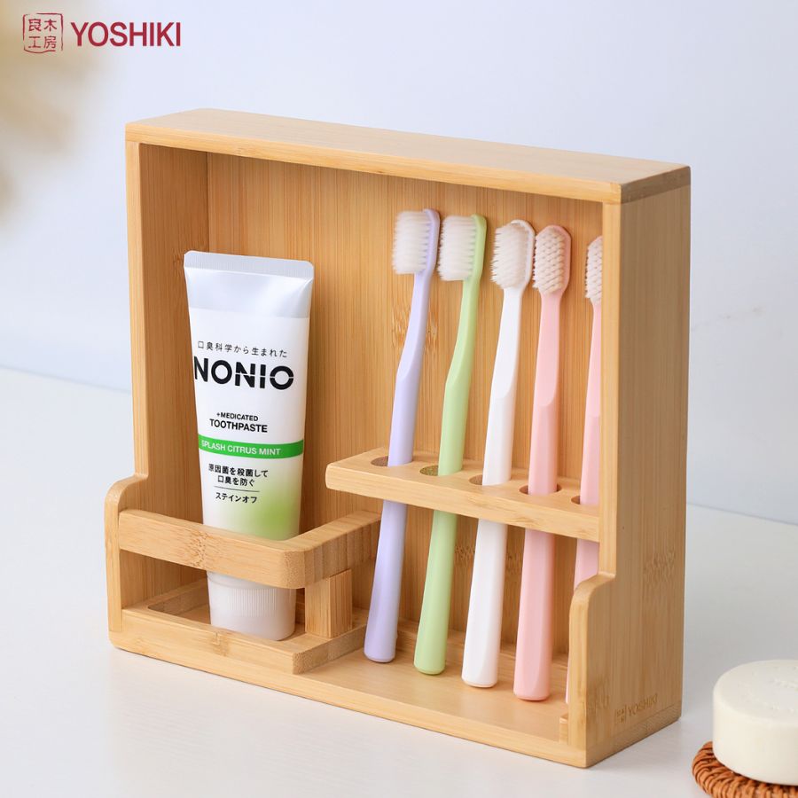 歯ブラシスタンド 家族用 歯ブラシ 歯ブラシ立て 歯ブラシホルダー 収納 歯磨き粉 電動歯ブラシ 洗面所 おしゃれ 竹製 良木工房YOSHIKI YK-HST : 良木工房 Yahoo!店 ...
