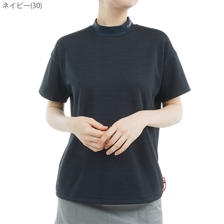 トミーヒルフィガー ゴルフ モックシャツ レディース 半袖 シャツ モックネック ハイネック 吸水速乾 抗菌防臭 UVカット ゴルフウェア ブランド 無地 ロゴ THLA529 TOMMY HILFIGER GOLF（トミー ヒルフィガー ゴルフ） トミー