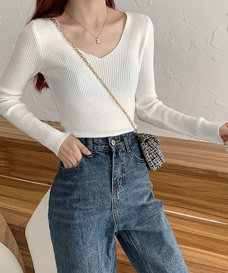ニット カットソー レディース リブニット トップス セーター 長袖 リブセーター Vネック 長袖ニット プルオーバー インナー おしゃれ かわいい ストレッチ : NVCLOSET - 通販 ...