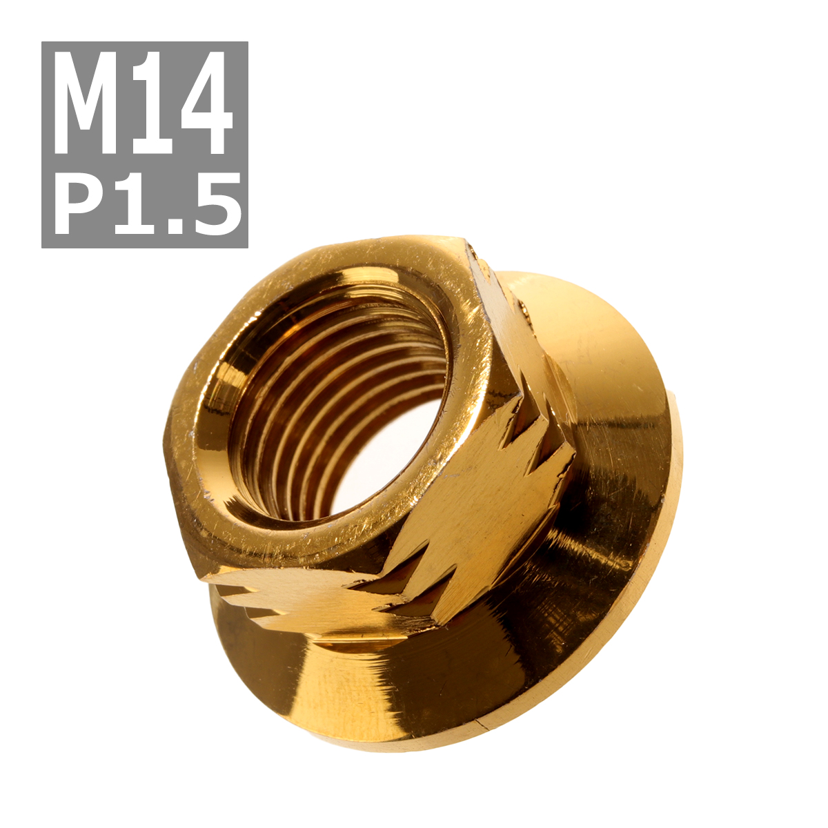 フランジナット M14 P1.5 サイドカット ステンレス ゴールド 1個 TF0080 : tf0080 : TECH-MASTER ...