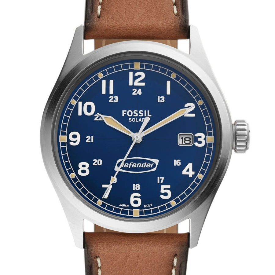 FOSSIL フォッシル DEFENDER ディフェンダー FS5975 メンズ 腕時計 ソーラー アナログ ブルーダイヤル ブラウン 革 ...