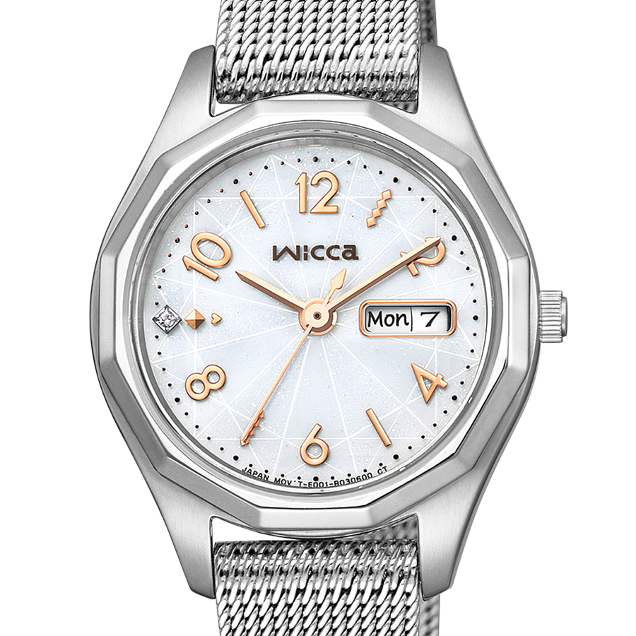 wicca シチズン ウィッカ 多角形ベゼル KH3-517-11 レディース 腕時計 ソーラー シルバー メッシュバンド デイデイト : ザ・クロックハウス Yahoo!店 - 通販 ...
