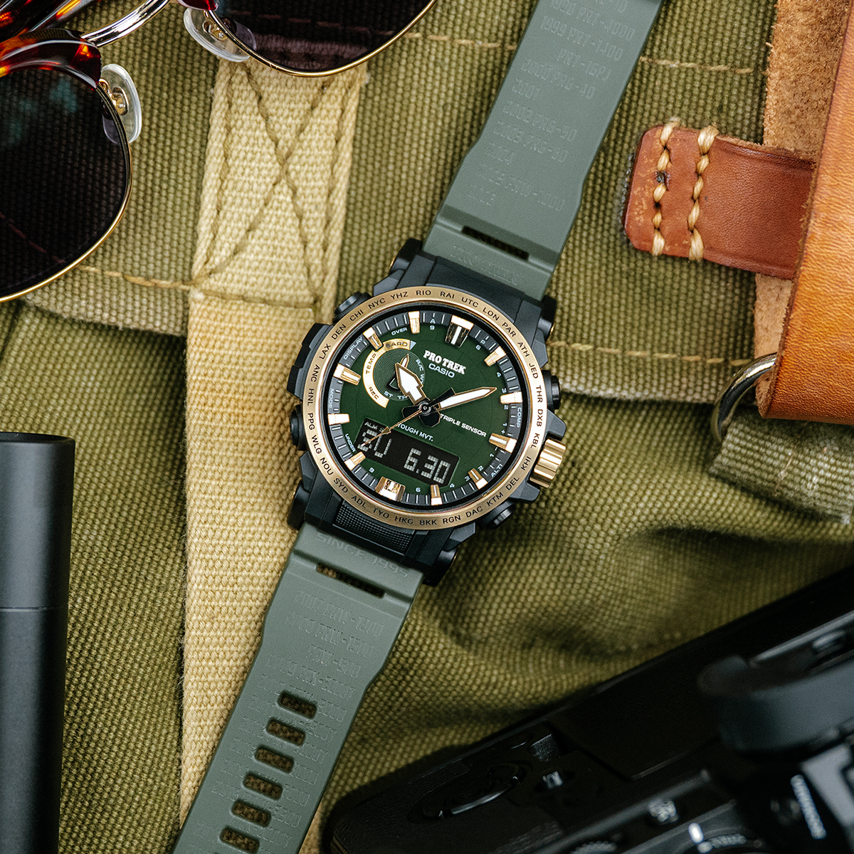 PRO TREK プロトレック 30周年記念モデル 木漏れ日 PRW-61ANS-3JR メンズ 腕時計 電波ソーラー アナデジ ウレタン ...