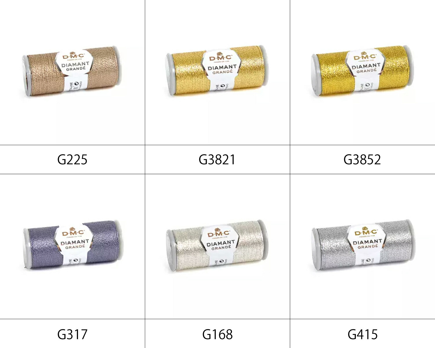 DMC ディアマント グランデ Diamant Grande ラメ糸 381 20m巻 G225/G3821/G3852/G317/G168 ...