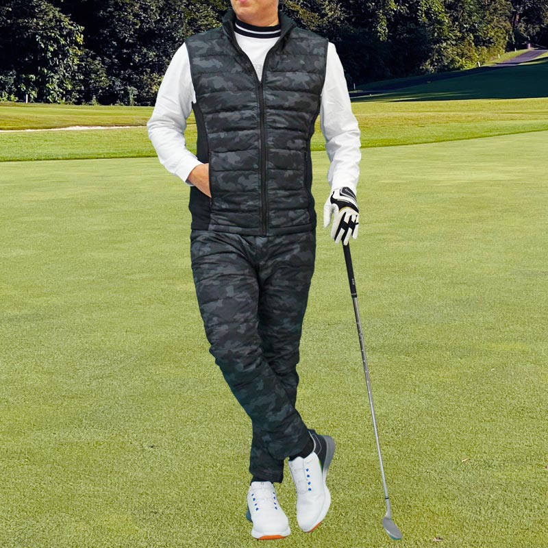 ゴルフウェア セットアップ メンズ 上下セット ダウンベスト ゴルフ