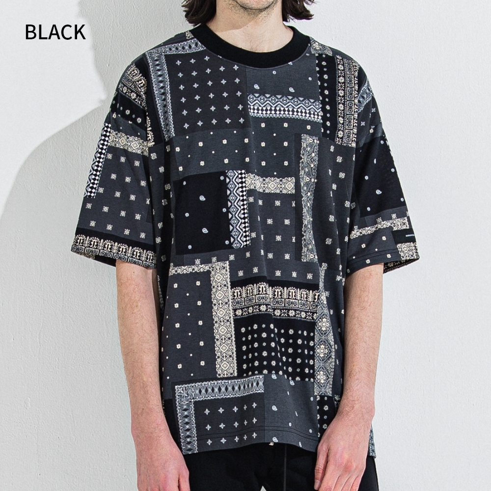 RESOUND CLOTHING リサウンドクロージング BANDANA OVER TEE RC36-T-009 Tシャツ オーガニック コットン100% ブラック ホワイト ...