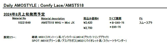 AMOSTYLE 期間限定セール (アモスタイル)AMOSTYLE Daily スムースブラ ブラ＆ショーツセット (コンフィーレース)(Eカップ) AMST518 WHU + Mini JX ...