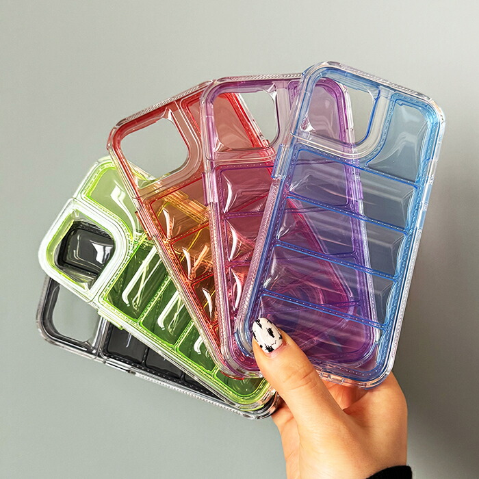 UNiCASE iPhoneケース iPhone15 14 13 15Pro スマホケース ネオンカラー クリアケース クリア 蛍光 背面型 SNS映え 韓国 もこもこ 透明 かわいい ...