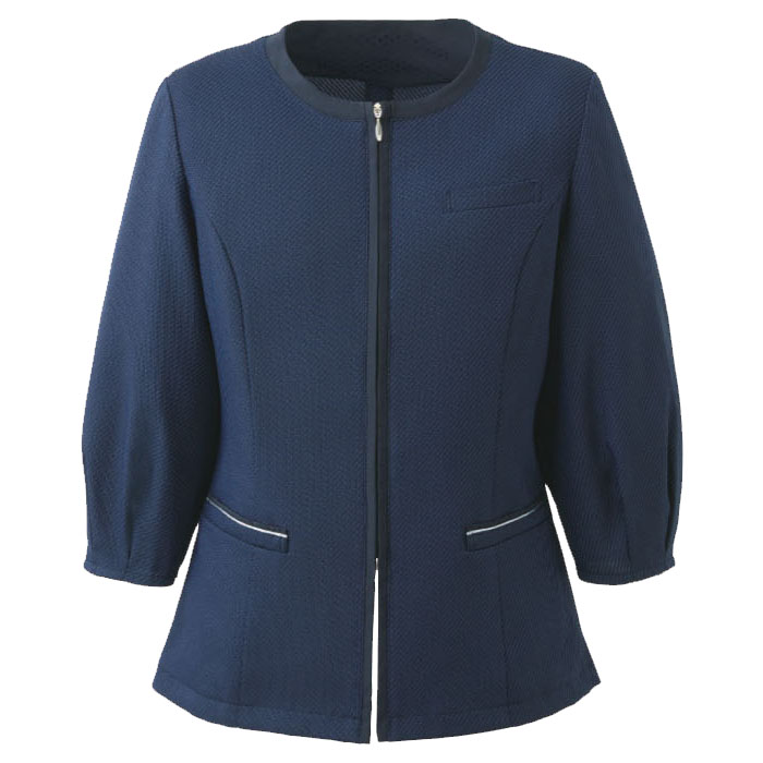 カーシーカシマ 事務服 ライトジャケット 春夏 ESJ917 七分袖 ファスナー開き オフィスウェア 制服 ユニフォーム ENJOY 爆買 ...