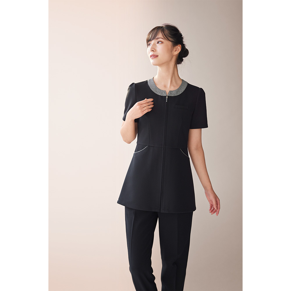 ジョア en joie アンジョア チュニック 17号 19号 レディース ユニフォーム オフィス 制服 事務服 受付 コンパニオン かわいい ...
