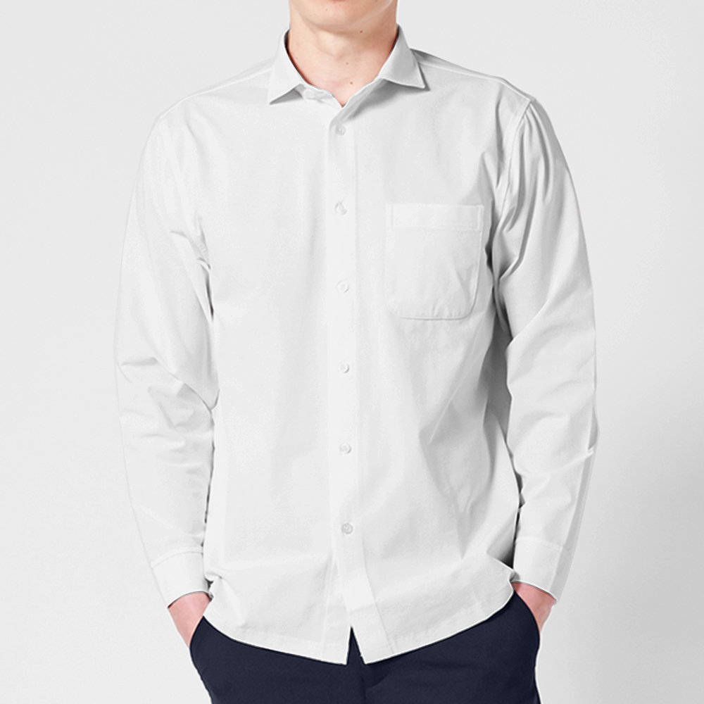 URBAN SQUARE カッタウェイ 長袖シャツ メンズ 無地 ビジネス オフィス ストレッチ 軽い らくちん 吸汗速乾 冷感 春 夏 秋 ...