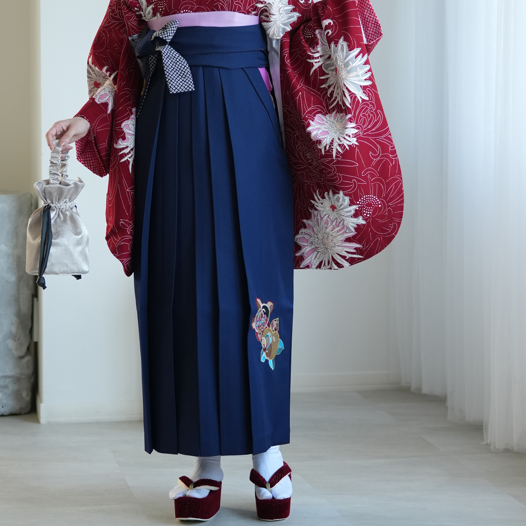 袴 レンタル 卒業式 二尺袖着物 17点セット 九重 古典 レトロ 袴セット