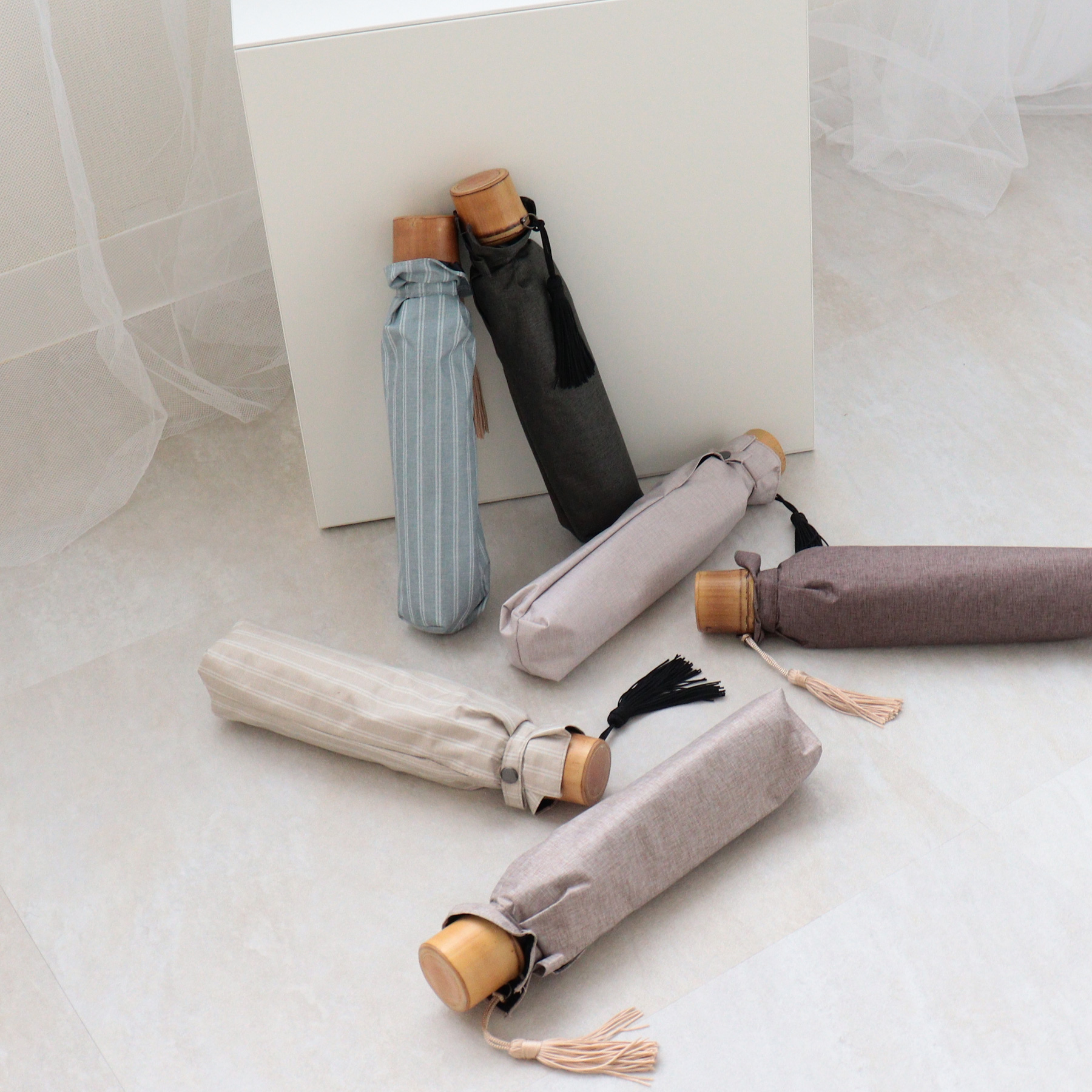 utatane 日傘 完全遮光 折りたたみ 内ストラップ付 3段50cm 小さめ バンブー 竹 男女兼用 一級遮光 晴雨兼用 軽量 シャンブレー 裏地黒 母の日 キットB : 浴衣通販 ...