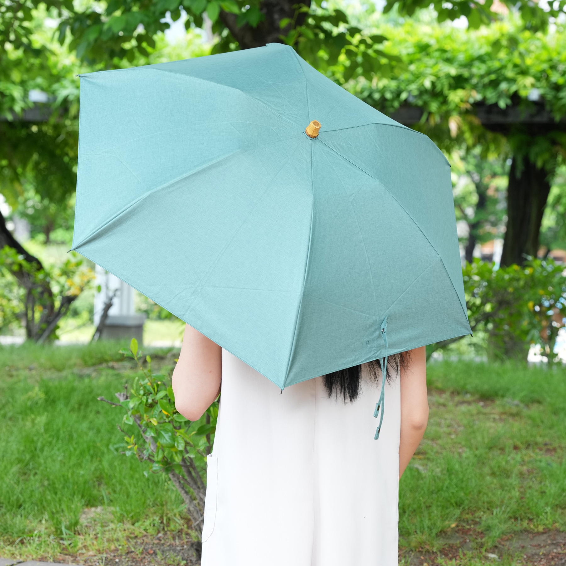 utatane 日傘 完全遮光 折りたたみ 内ストラップ付 3段 親骨50cm 小さめ 北欧色シャンブレー バンブーリング 竹 UV遮蔽 遮熱 一級遮光 晴雨兼用 軽量 キットB : 浴衣通販 ...