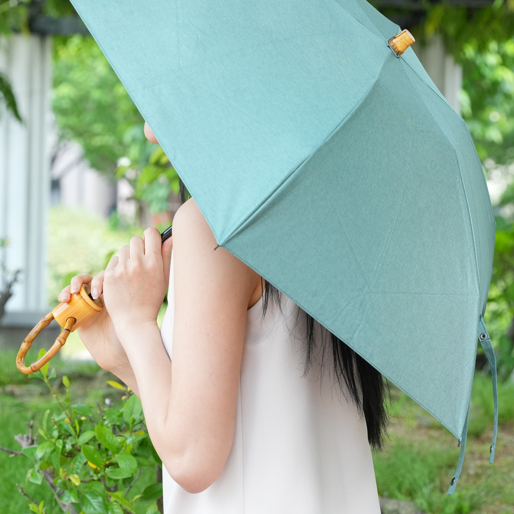 utatane 日傘 完全遮光 折りたたみ 内ストラップ付 3段 親骨50cm 小さめ 北欧色シャンブレー バンブーリング 竹 UV遮蔽 遮熱 一級遮光 晴雨兼用 軽量 キットB : 浴衣通販 ...