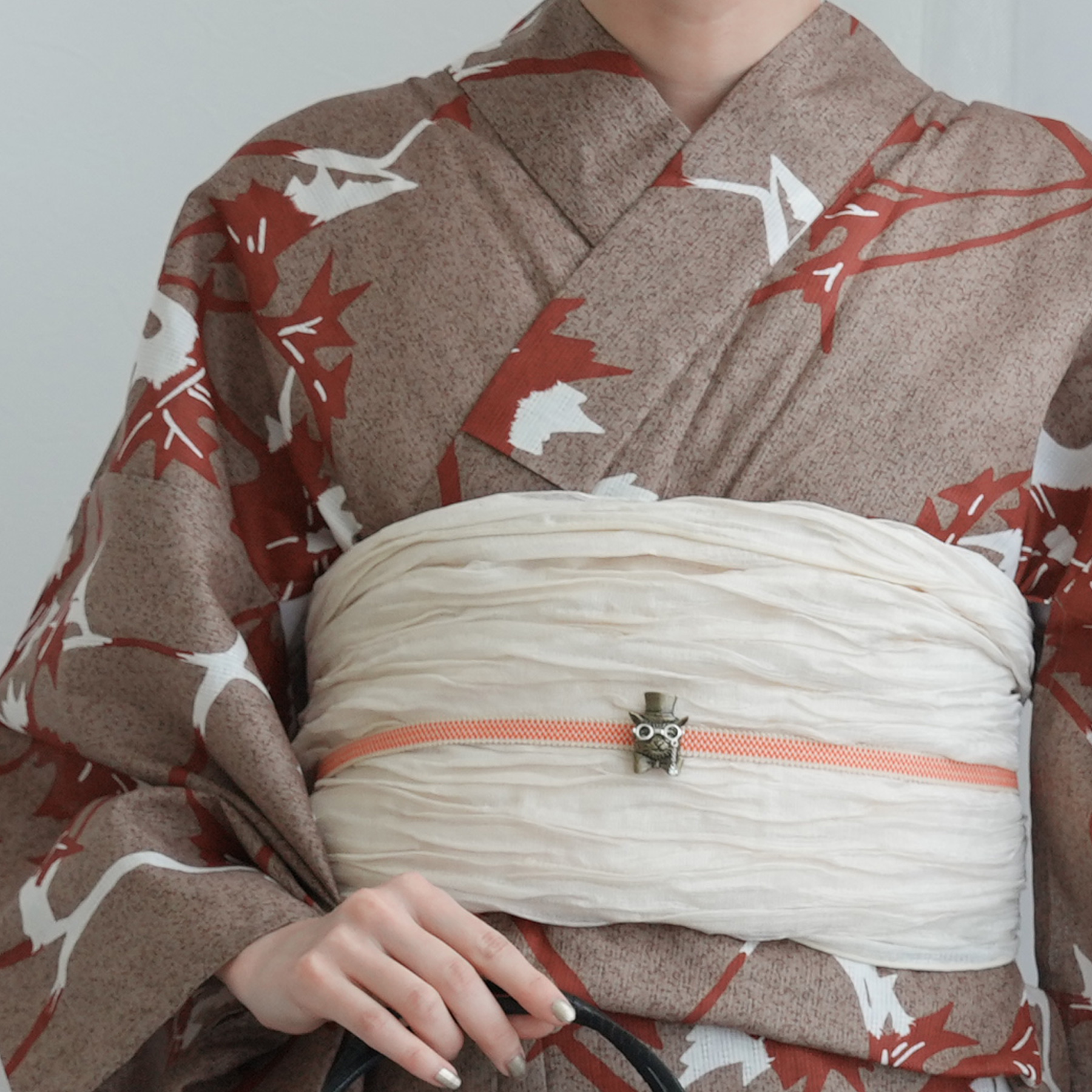 utatane 浴衣 レディース セット 高級変わり織 浴衣3点セット ココアと赤茶のあざみ砂嵐 ゆったり 3L 浴衣セット（ゆかた・帯・下駄）大きい 幅広 : 浴衣通販 utatane ...