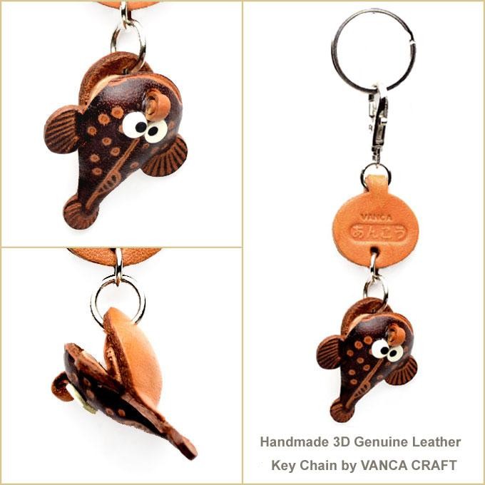 アンコウ/魚キーホルダー/バンカクラフト 革物語/VANCA CRAFT/レザー/手作り/グッズ/雑貨/革小物/動物/魚/あんこう名入れ可 ...