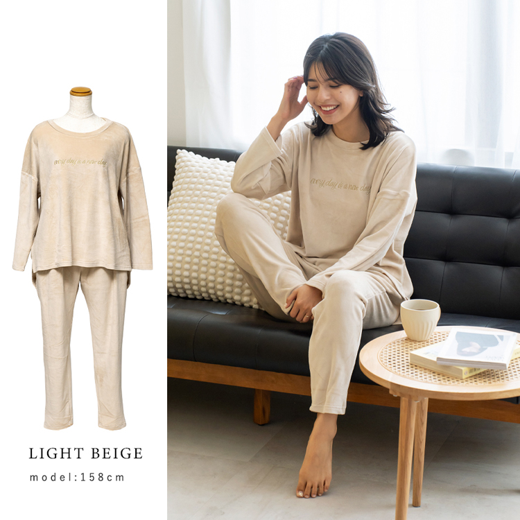 ルームウェア レディース 上下セット 長袖 ふわふわ ベロア サテン風 部屋着 ナイトウェア セットアップ パジャマ ゆったりシルエット ntc-97357 : ntc-97357 ...