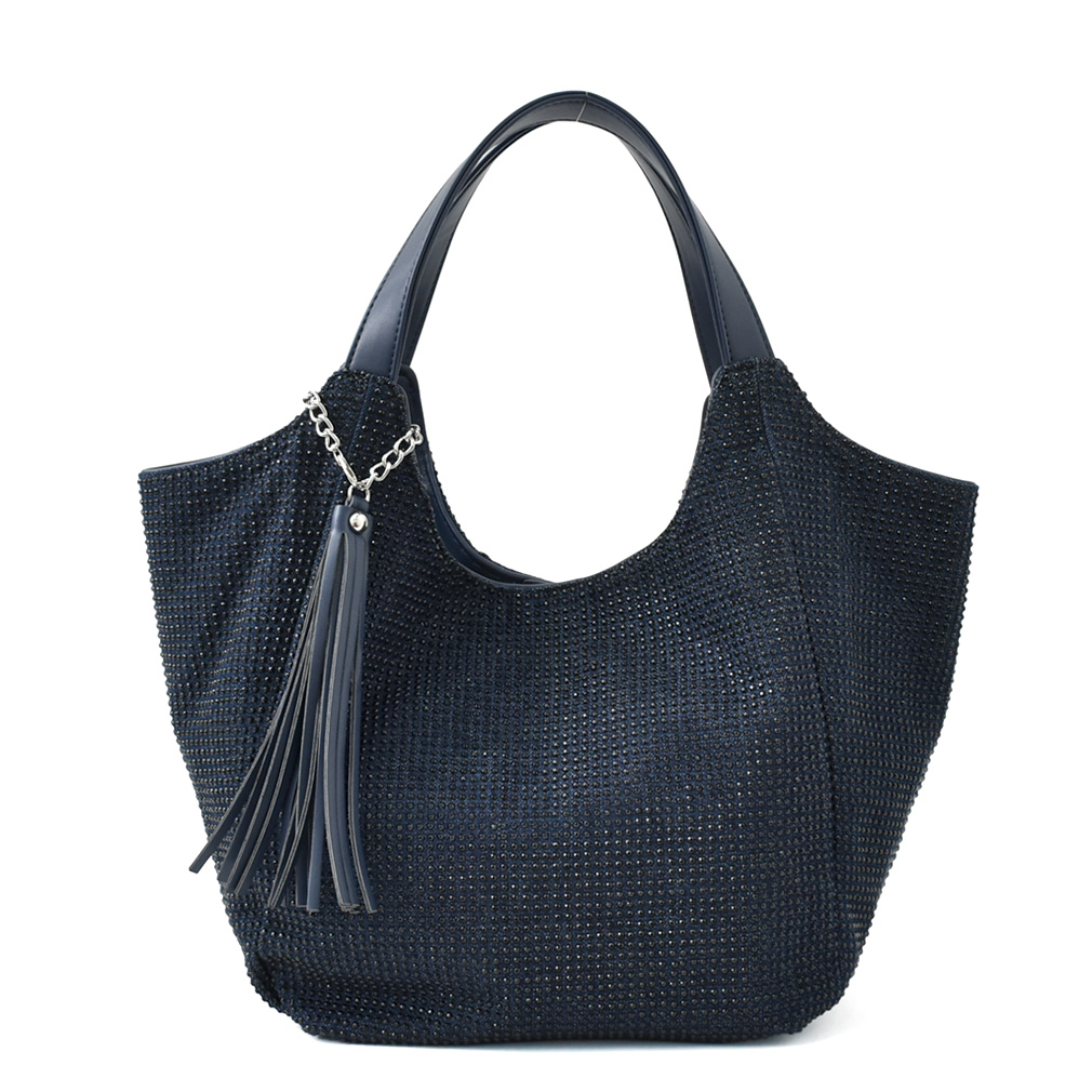 バルーントートバッグ レディース ラインストーン 通勤 弁当 収納 高見え お仕事バッグ キラキラ デニム 大容量 おしゃれ vubb-sp ...