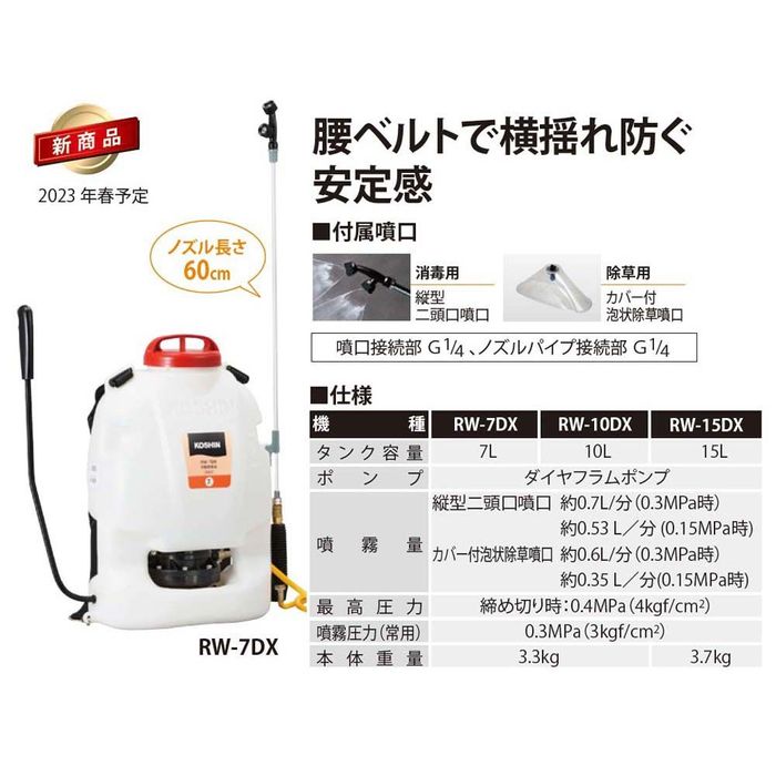 工進 【現行品】工進 背負い式手動噴霧器 RW−7DX 7L（RW7DX） ホワイト ビバホーム : ビバホーム オンライン ヤフー店 ...