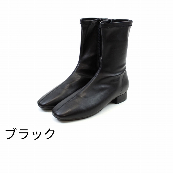 MAX1500円OFF 22年秋 冬再販 ショートブーツ 白 ブーツ レディース ストレッチ ミドル ショート ローヒール スクエアトゥ 歩きやすい 痛くない ブラック 黒 :V1551AW ...