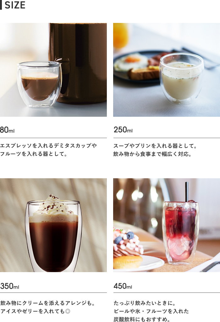 bodum ボダム パヴィーナ ダブルウォールグラス 0.08L 2個セット bodum ボダム パヴィーナ ダブルウォールグラス 0.08L 2個セット