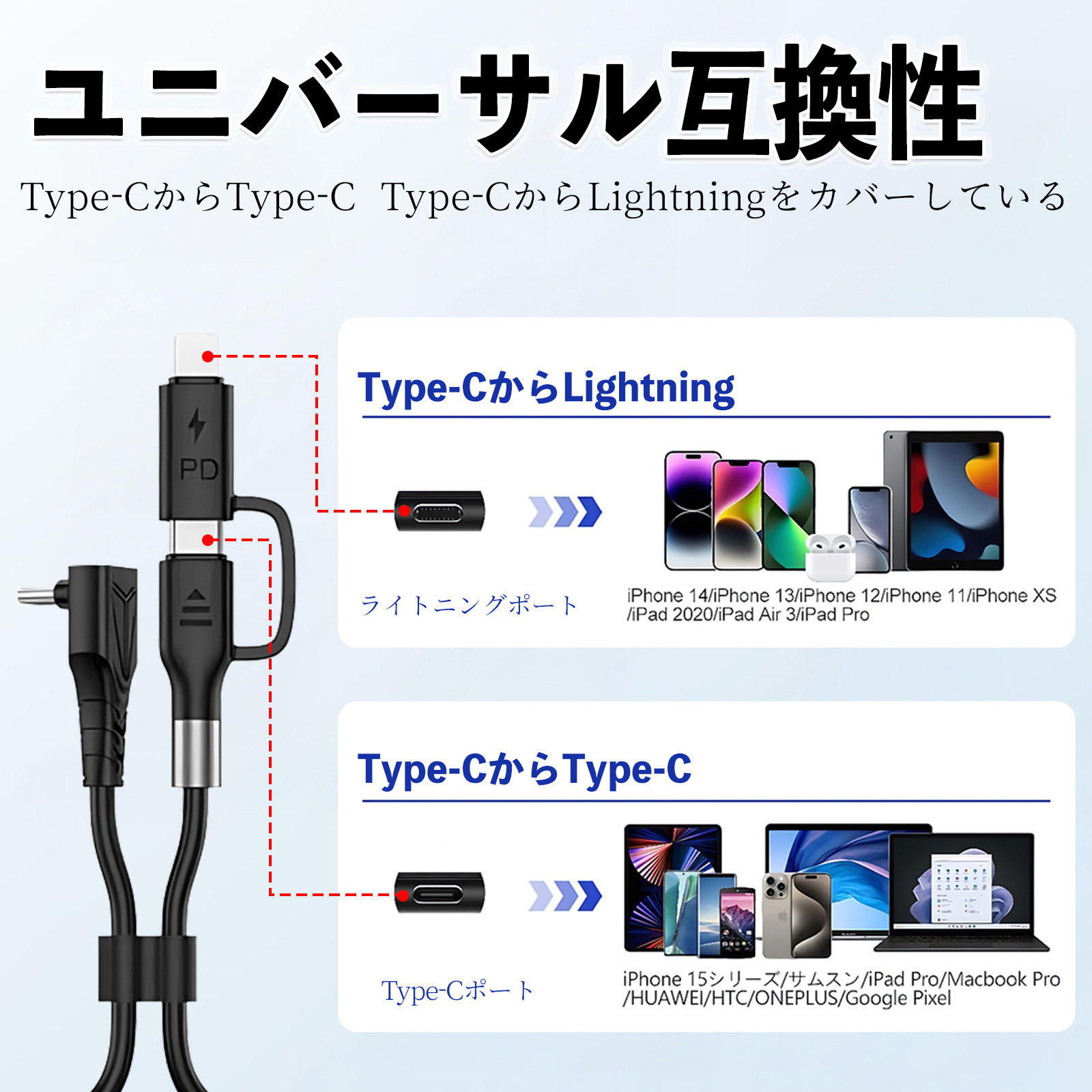 スバル インプレッサXV 2in1 USB-A USB-C ライトニングケーブル カールコード MFi認証 充電ケーブル PD 27W/60W 急速充電 WeCar : WeCar - 通販 ...