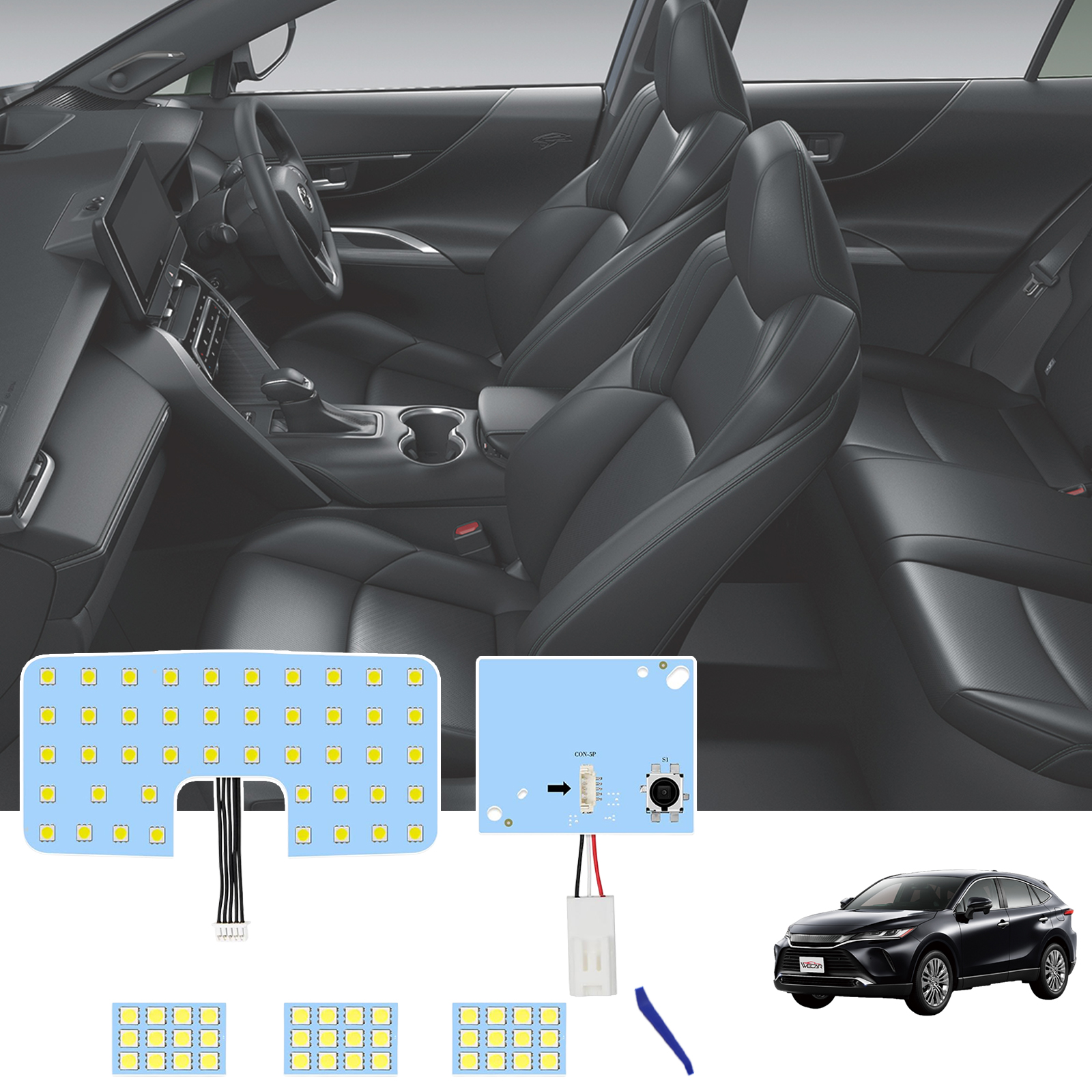 ハリアー 80系 AXUH8# MXUA8# LED ルームランプ 室内灯 爆光 高輝度 ホワイト ledライト 5050SMD カスタムパーツ 純正LED仕様車専 WeCar : WeCar ...