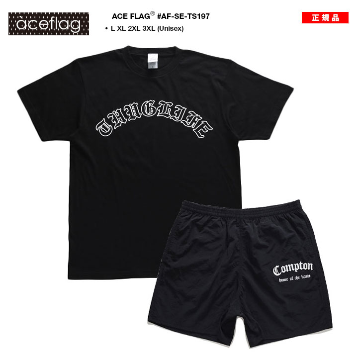 ACE FLAG 上下セット 半袖 ブランド Tシャツ ハーフパンツ 大きいサイズ エースフラッグ セットアップ ナイロンパンツ THUG ...
