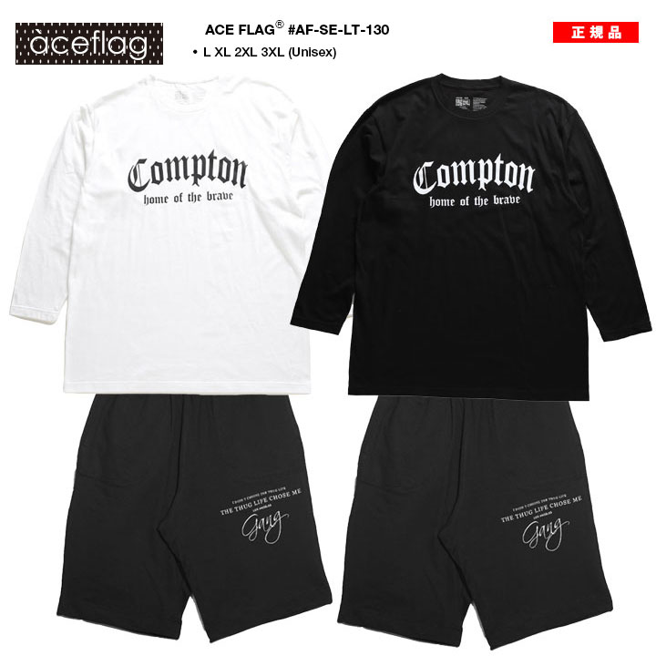 ACEFLAG ACE FLAG 上下セット 長袖 Tシャツ ロンT ブランド スウェット ハーフパンツ 大きいサイズ エースフラッグ ...