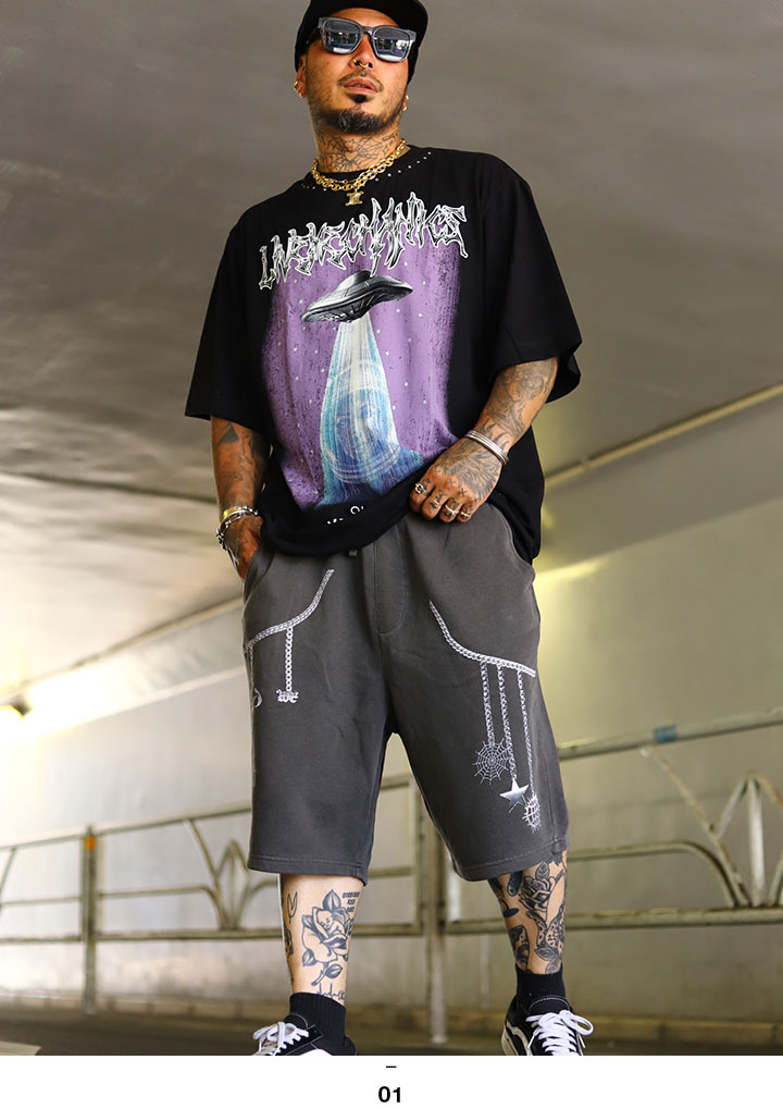 LIVE MECHANICS ハーフパンツ スウェット 半ズボン 短パン 大きい