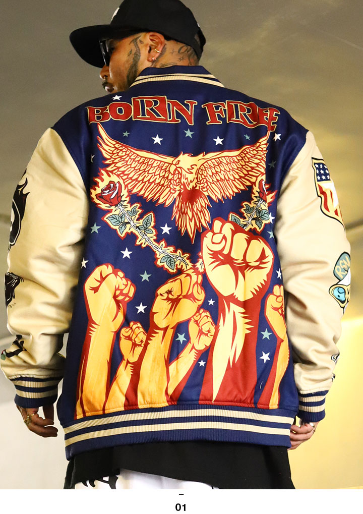 REASON アウター 長袖 スタジャン ブルゾン 大きいサイズ リーズン