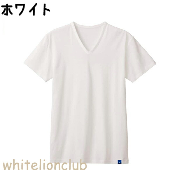 GUNZE グンゼ クールマジック VネックTシャツ 接触冷感 消臭 綿100% M/L/LL | 脇縫いなし 無地 メンズ 綿 下着 肌着 ...