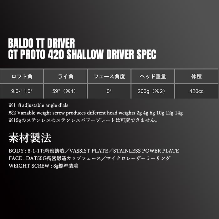 BALDO (カスタムクラブ)バルド TT DRIVER GT PROTO 420 SHALLOW ドライバー オリムピック デラマックス ...