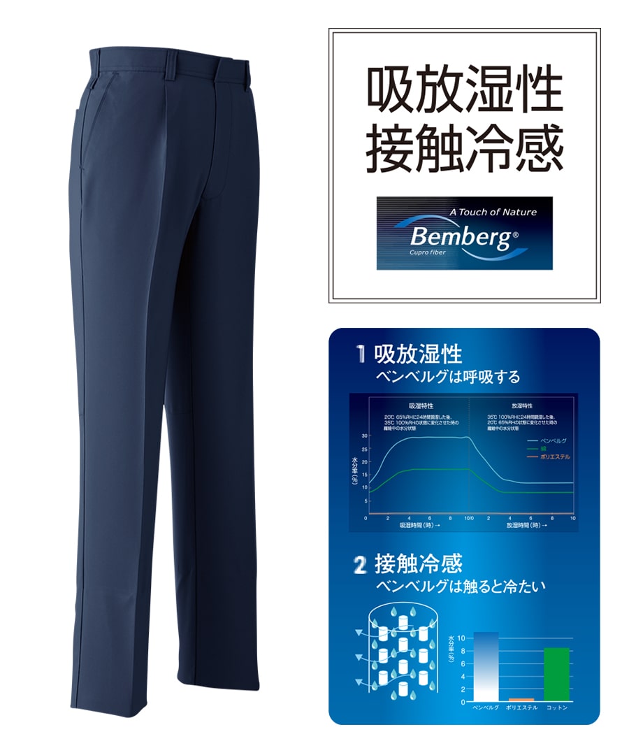 Asahicho 作業服 作業着 パンツ ワンタック E7605 春夏用 男性用 メンズ 帯電防止素材 70〜130 ベンベルグ(R) 吸放湿性 接触冷感 : プロ用作業服専門店 ...