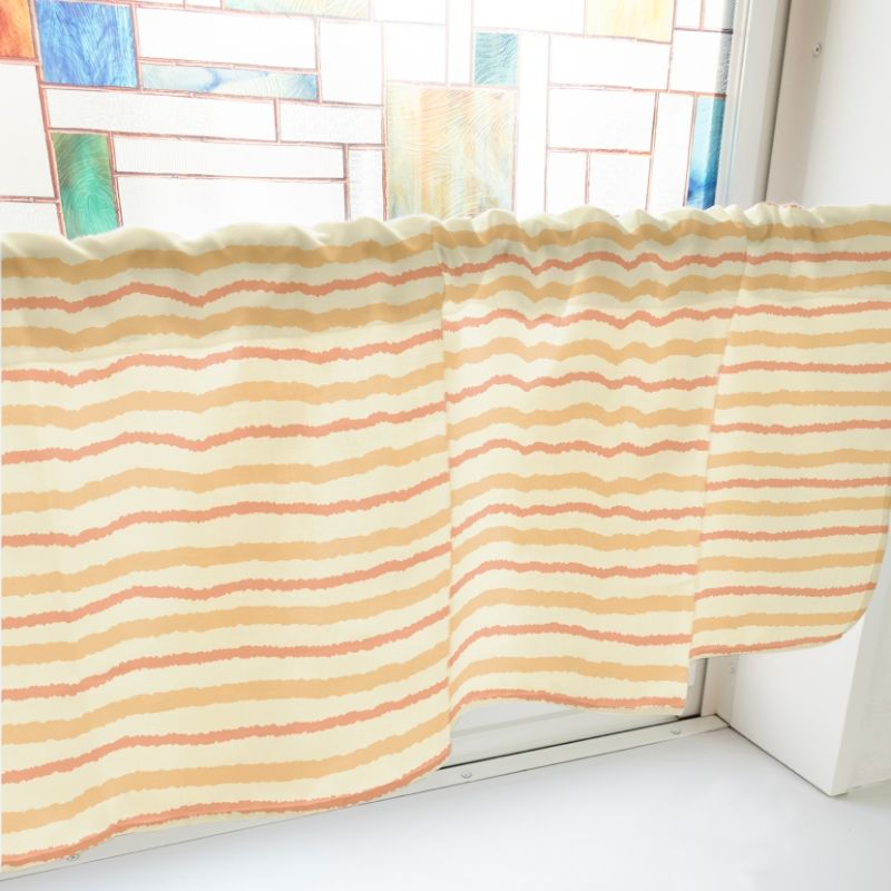 のぼり屋工房 ☆P_カフェカーテン 40977 ラフボーダー オレンジ 1000 w1000×h450mm ポンジ 集客 販促品 : ワー ...