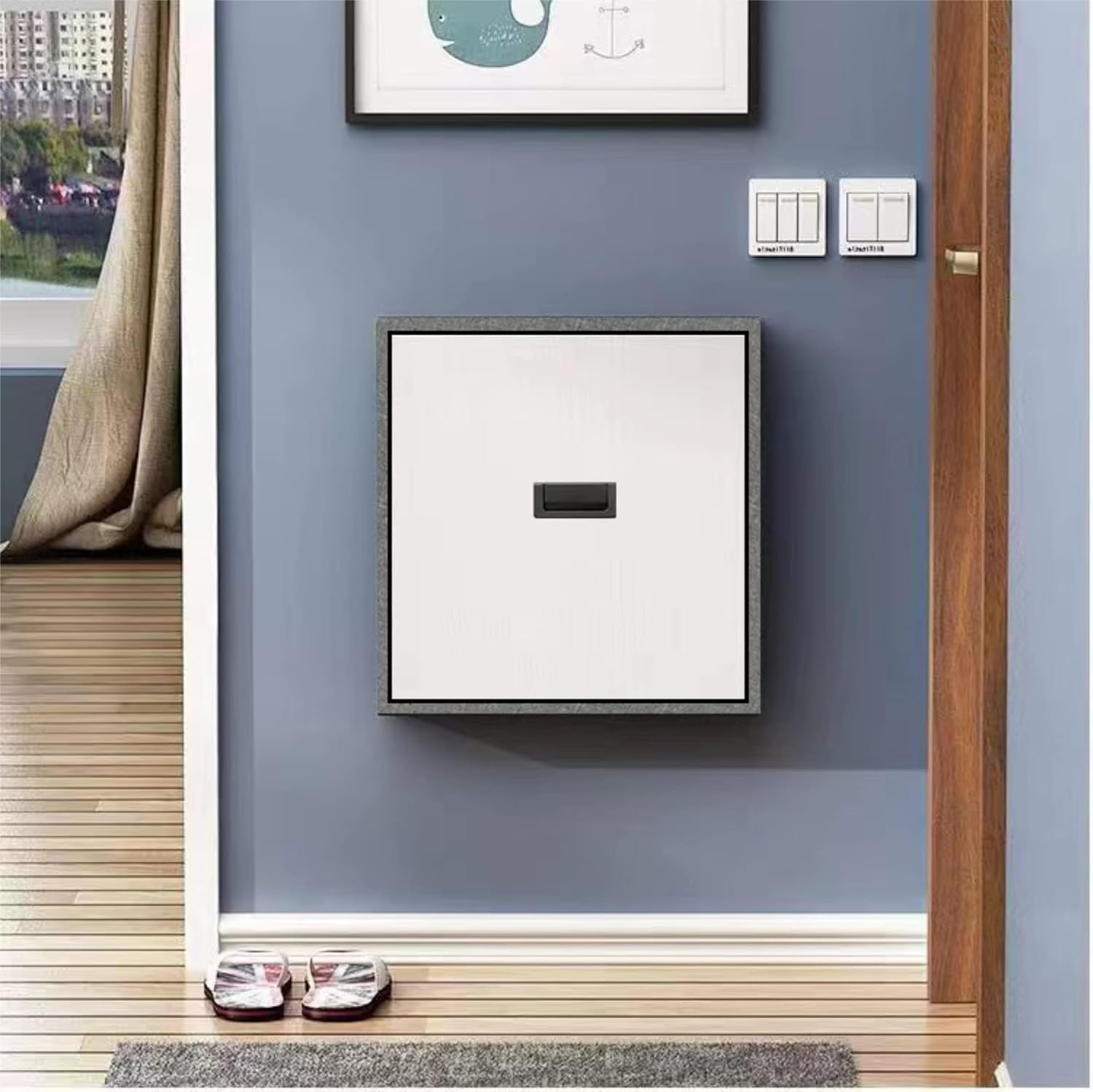 玄関椅子 腰掛け 狭い空間 エントランスベンチ 収納 壁掛 木製