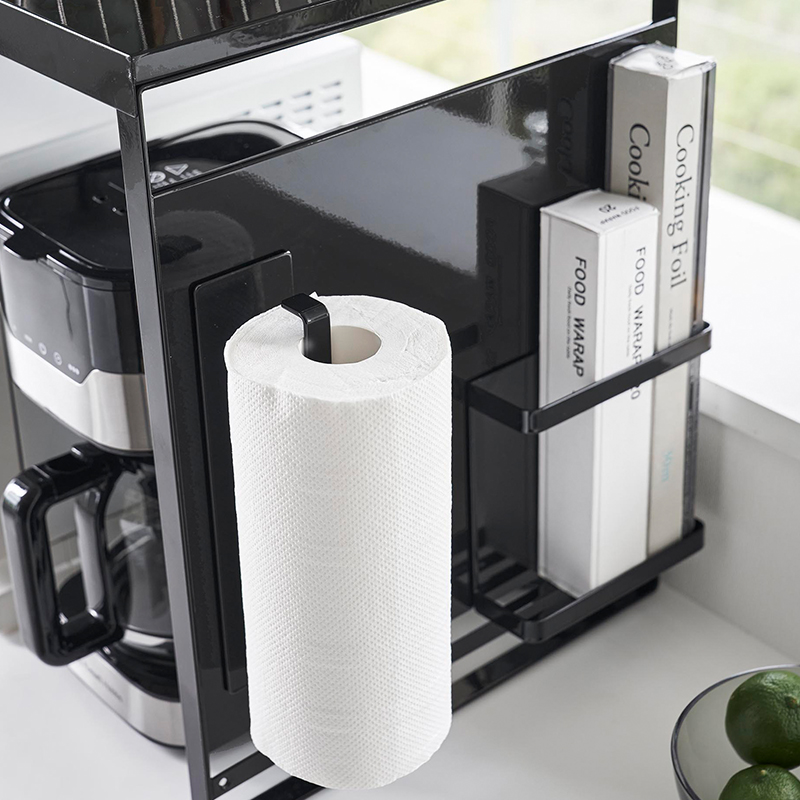 tower 特典付 山崎実業 スチールパネル付きレンジラック タワー W75 公式 キッチン収納 75cm キッチンツール 電子レンジ トースター 1483 1484 白 黒 : くらしのもり ...