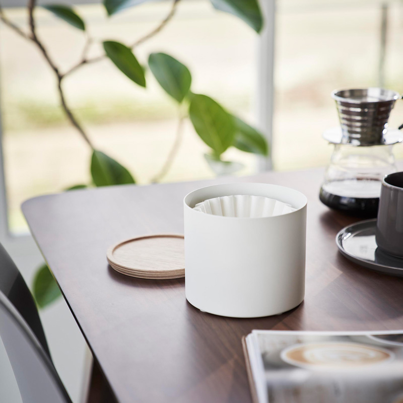 山崎実業 RIN バスケット型コーヒーペーパーフィルターケース リン S 1〜2・2〜4杯用：約75枚収納 コーヒー 容器 ブラウン ...