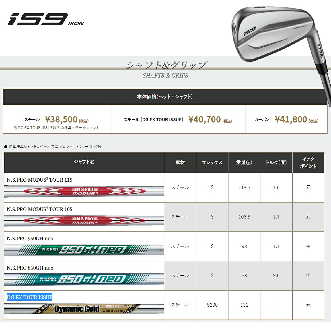 PING 【在庫限り】PING [ピン] i59 アイアン 6本セット (5I-9、PW) N.S.PRO 850GH neo スチール ...