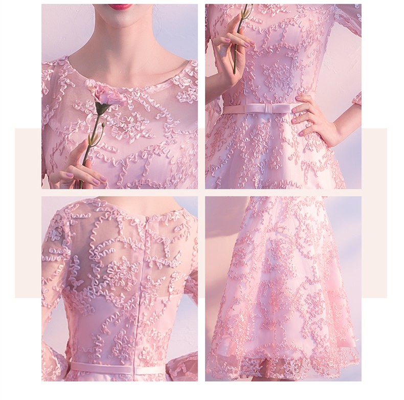 パーティードレス 結婚式 ワンピース ドレス 袖あり ベルトスリープ